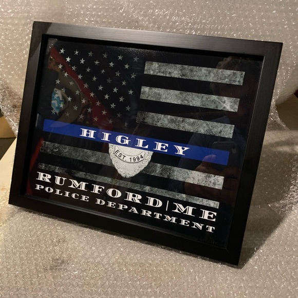 Wall Decor | Police Officer Thin Blue Line Flag Framed Gift | Poshmark